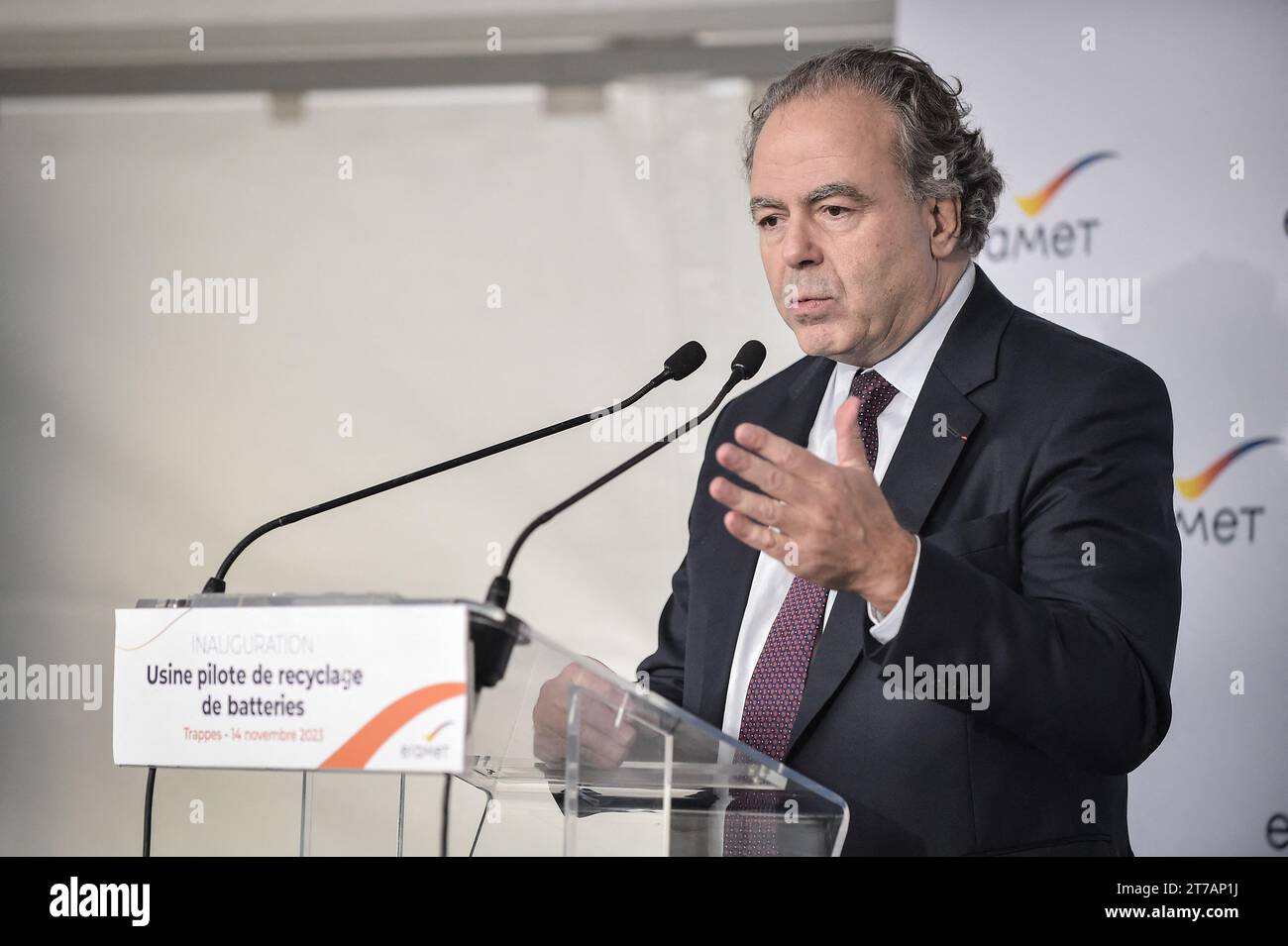 Trappes, France. 14th Nov, 2023. Chairman of Plateforme Automobile Luc ...