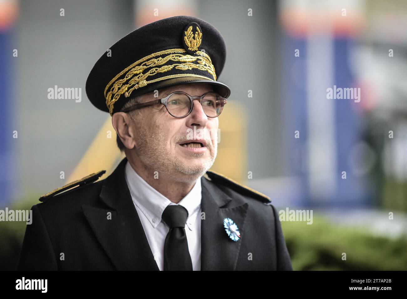 Trappes, France. 14th Nov, 2023. Prefect of the Yvelines Jean-Jacques ...