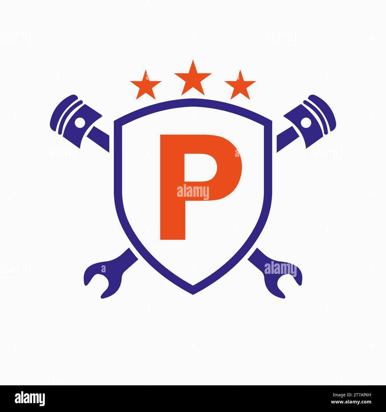 Repair Logo On Letter P Vector Template. Automotive Mechanic Symbol ...