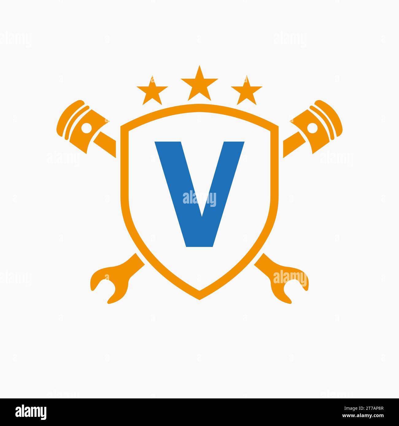 Repair Logo On Letter V Vector Template. Automotive Mechanic Symbol ...