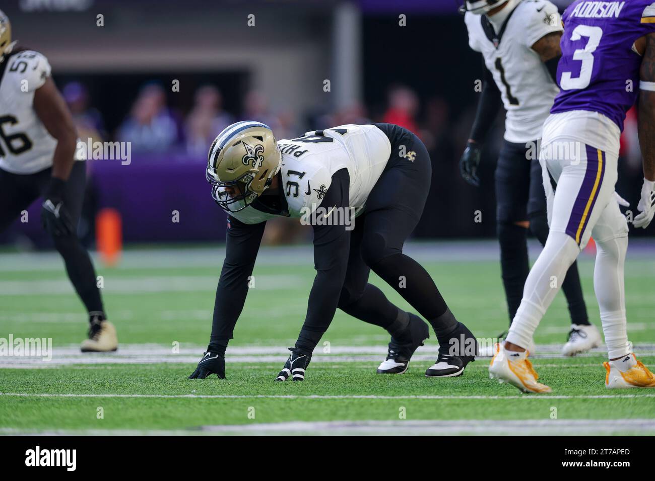 New Orleans Saints defensive end Kyle Phillips (91) in action against ...