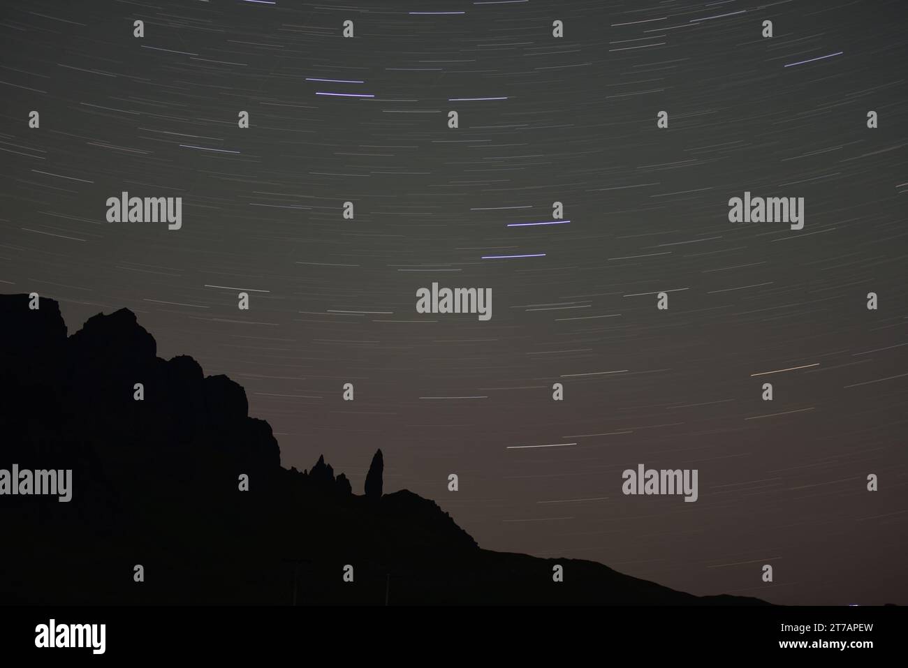 Night sky and stars over the Old Man of Storr, Scotland Stock Photo - Alamy