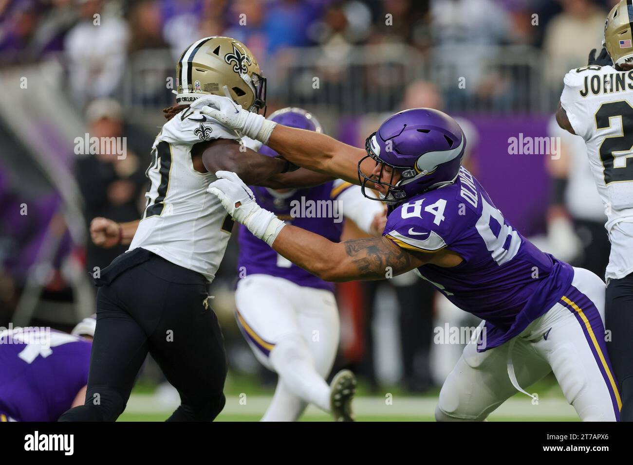 Minnesota Vikings tight end Josh Oliver (84) in action against New ...