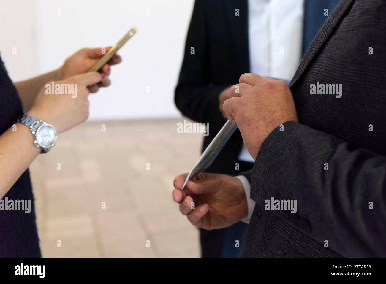 Event QR code ticket scanning before begining of business conference ...