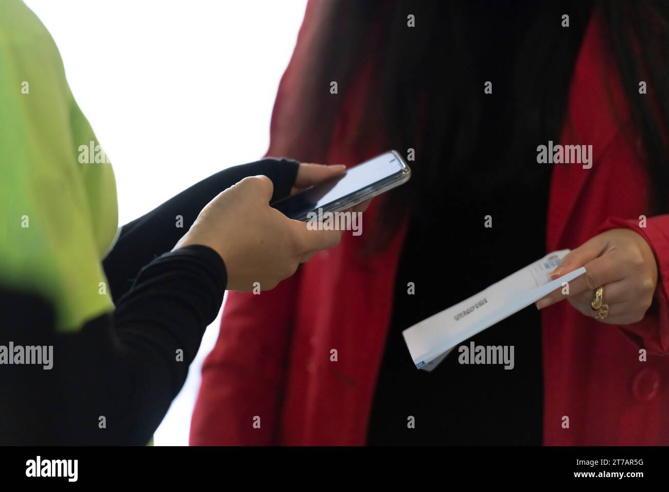 Event QR code ticket scanning before begining of business conference ...