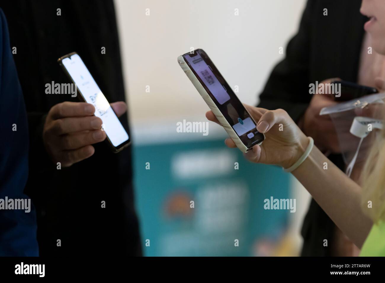 Event QR code ticket scanning before begining of business conference ...