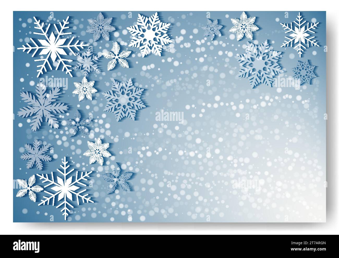 Beautiful falling snowflakes, wallpaper, background with copy space. Winter dust ice particles ...