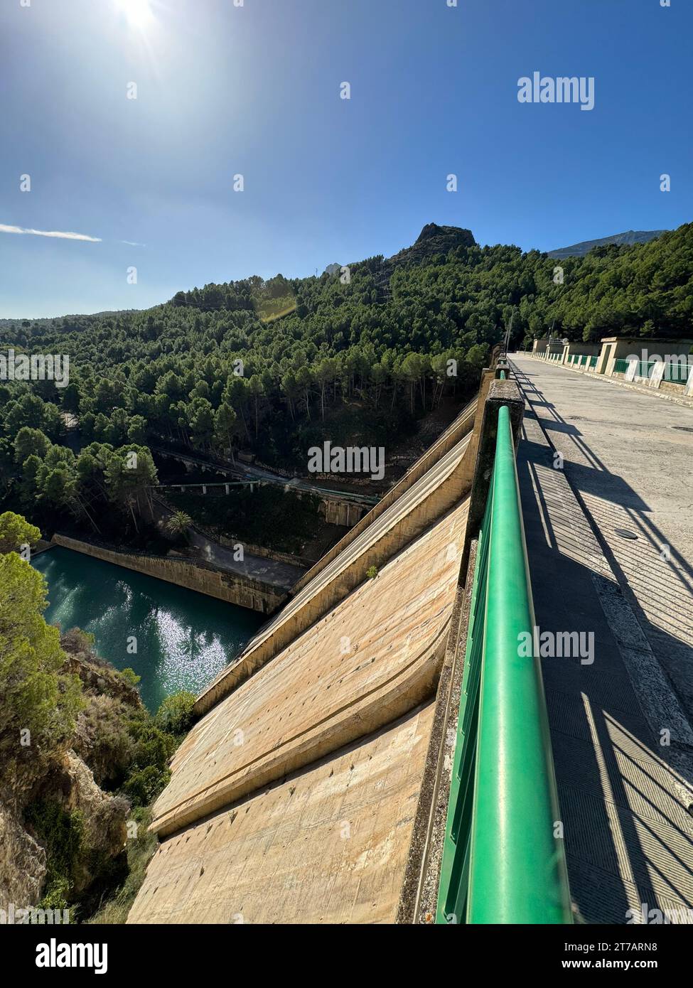 Panoramic view of a dam in a reservoir, in Guadalest village, Spain ...