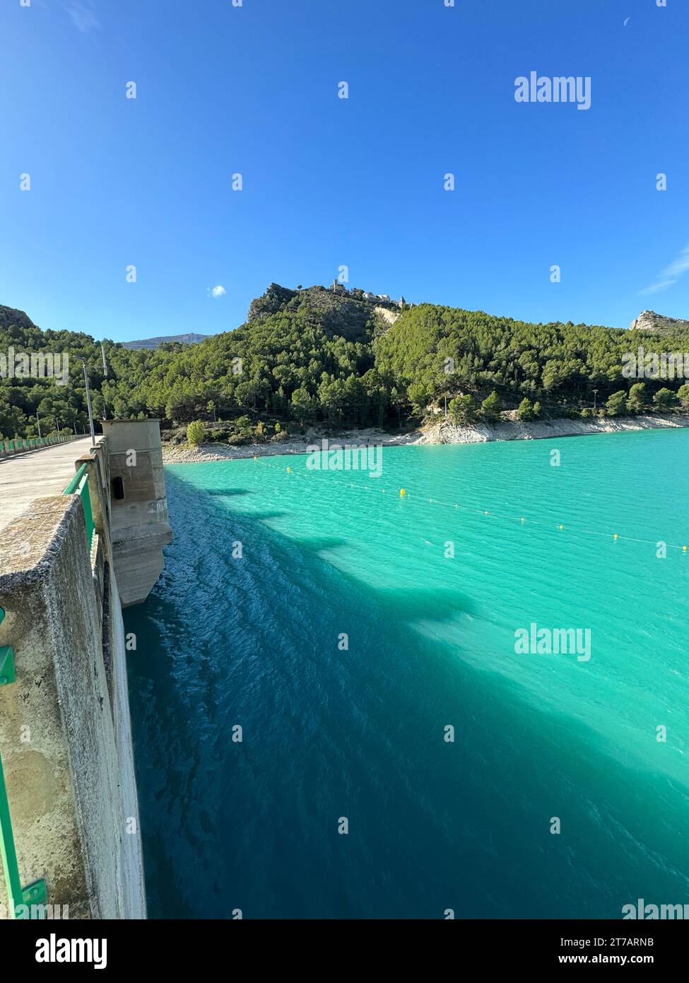 Panoramic view of a dam in a reservoir, in Guadalest village, Spain ...