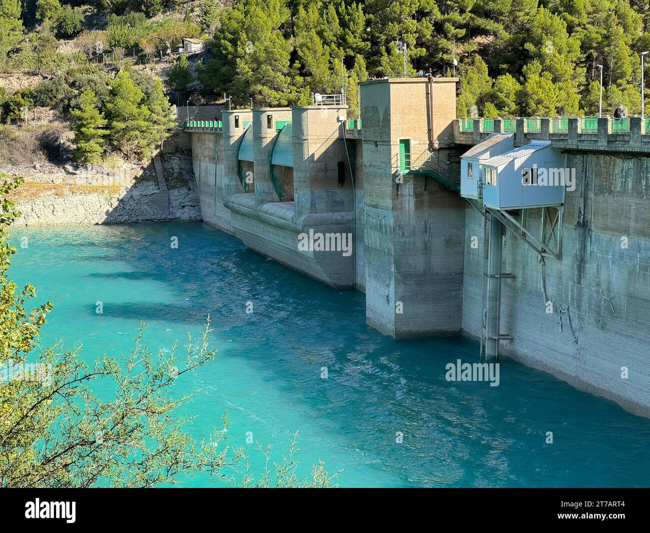 Panoramic view of a dam in a reservoir, in Guadalest village, Spain ...