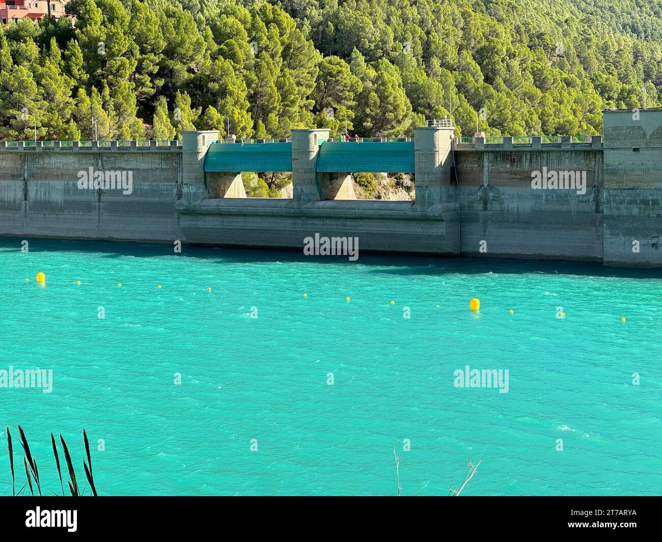 Panoramic view of a dam in a reservoir, in Guadalest village, Spain ...