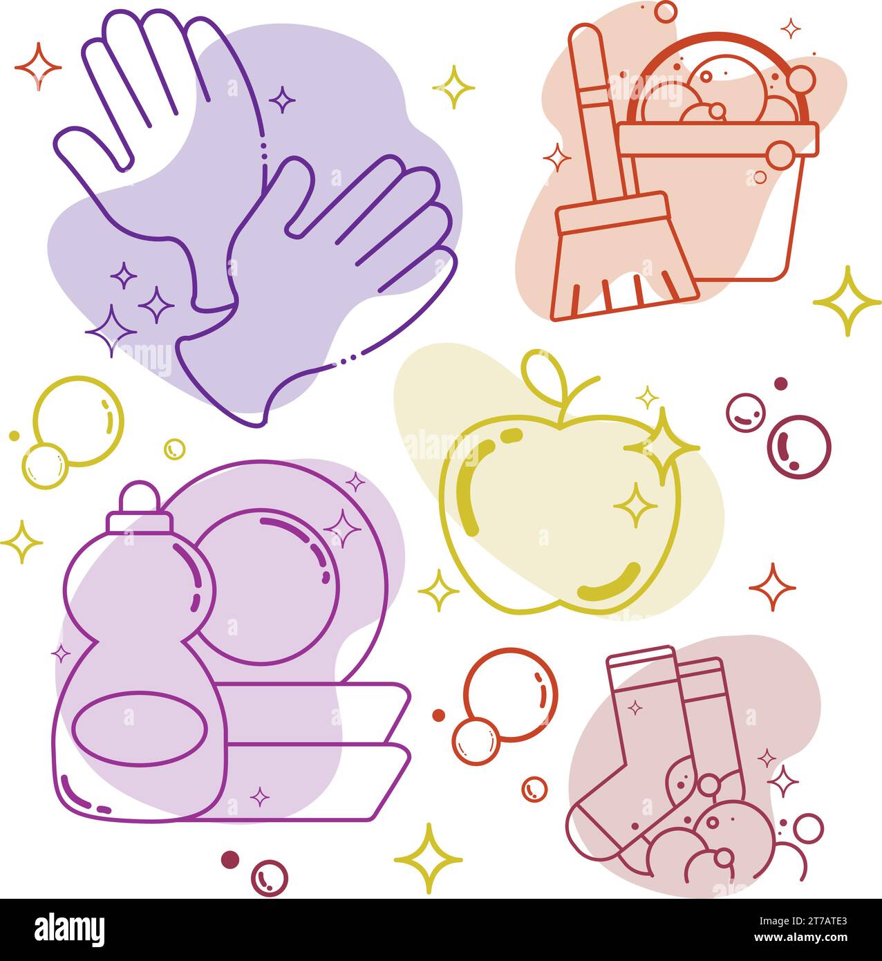 Set of colored different clean icons Vector Stock Vector Image & Art ...