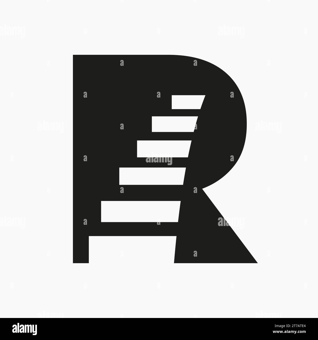 Letter R Stair Logo. Step Logo Symbol Alphabet Based Vector Template ...
