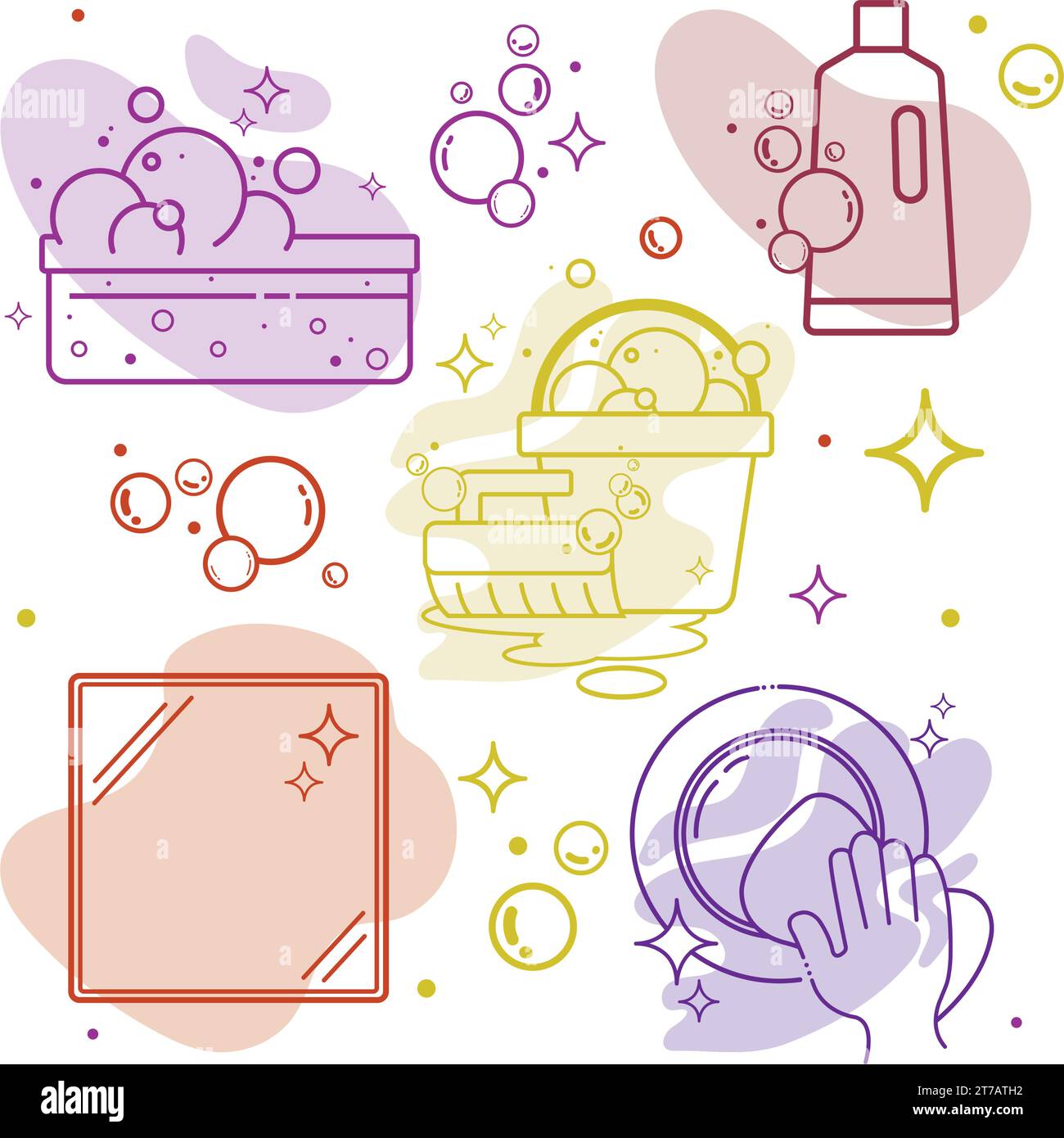 Set of colored different clean icons Vector Stock Vector Image & Art ...