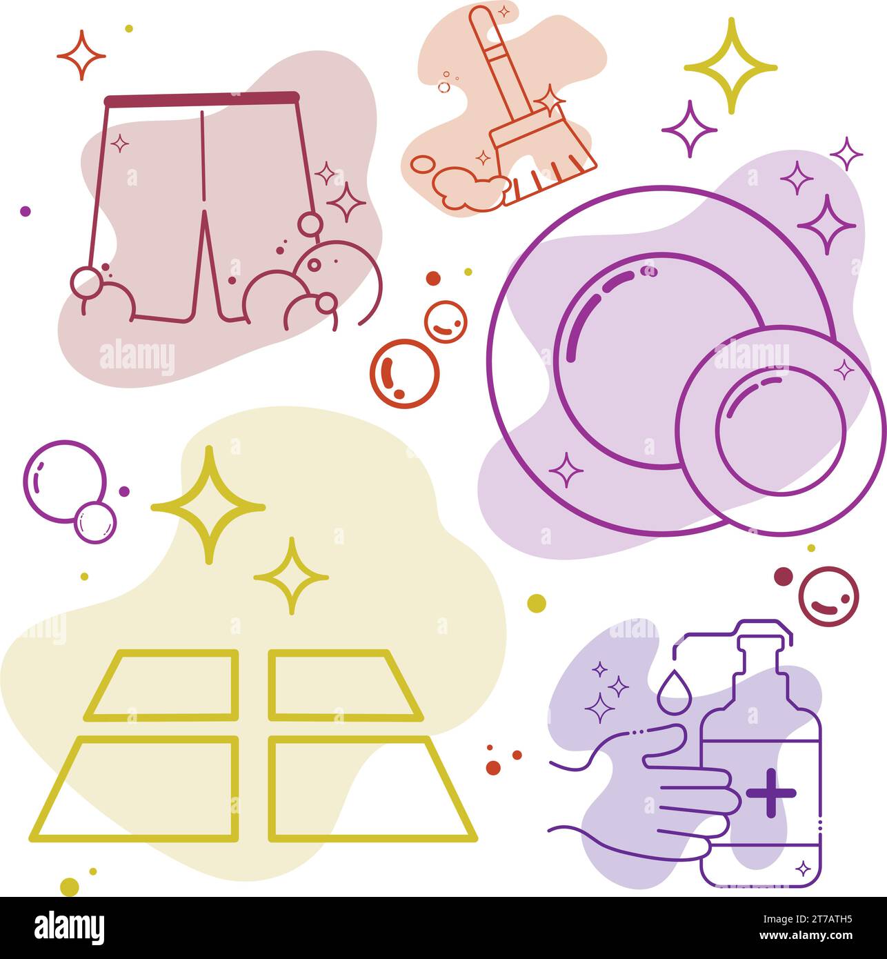 Set of colored different clean icons Vector Stock Vector Image & Art ...