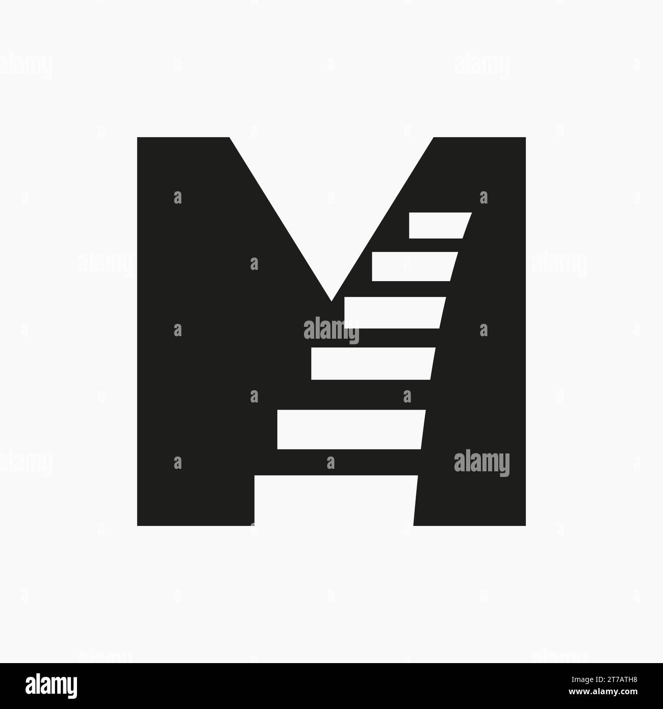 Letter M Stair Logo. Step Logo Symbol Alphabet Based Vector Template ...