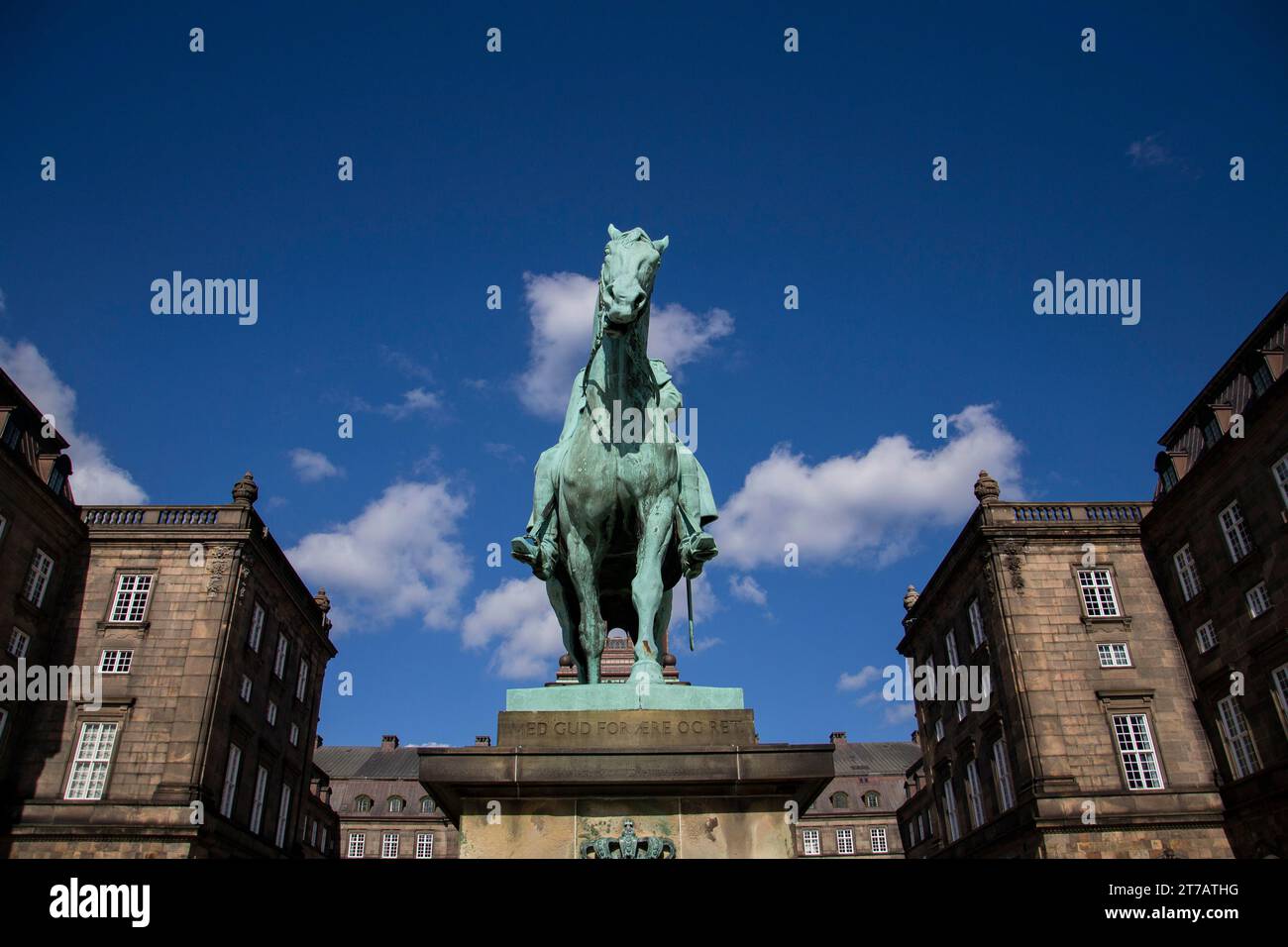 The equestrian statue of king Frederick VII in front of Christiansborg ...