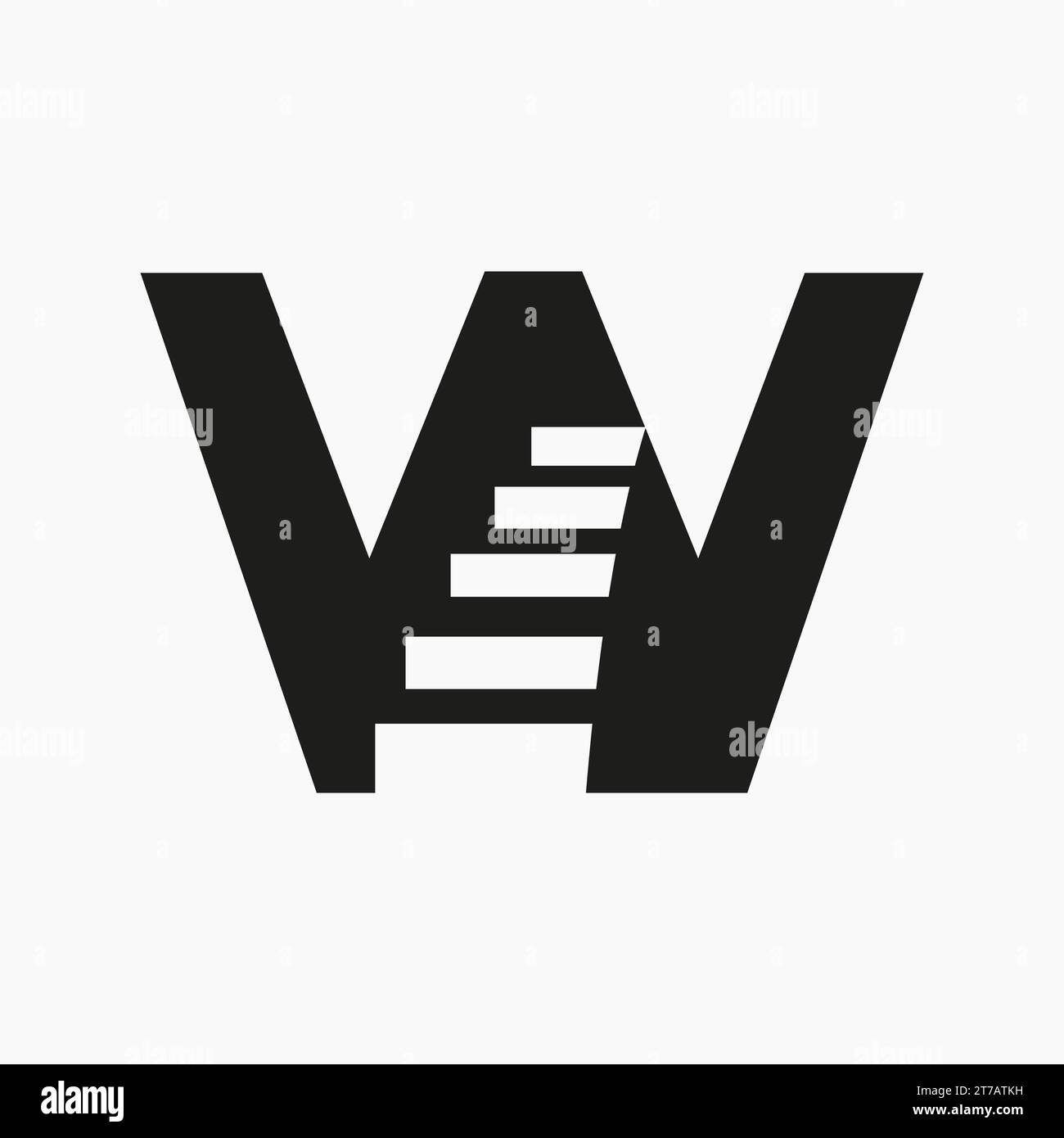 Letter W Stair Logo. Step Logo Symbol Alphabet Based Vector Template ...