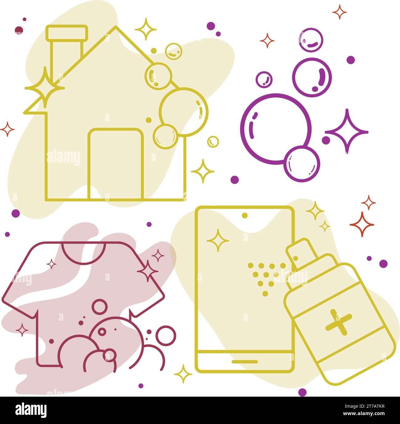 Set of colored different clean icons Vector Stock Vector Image & Art ...