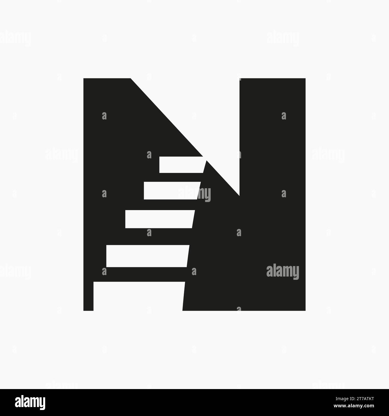 Letter N Stair Logo. Step Logo Symbol Alphabet Based Vector Template ...
