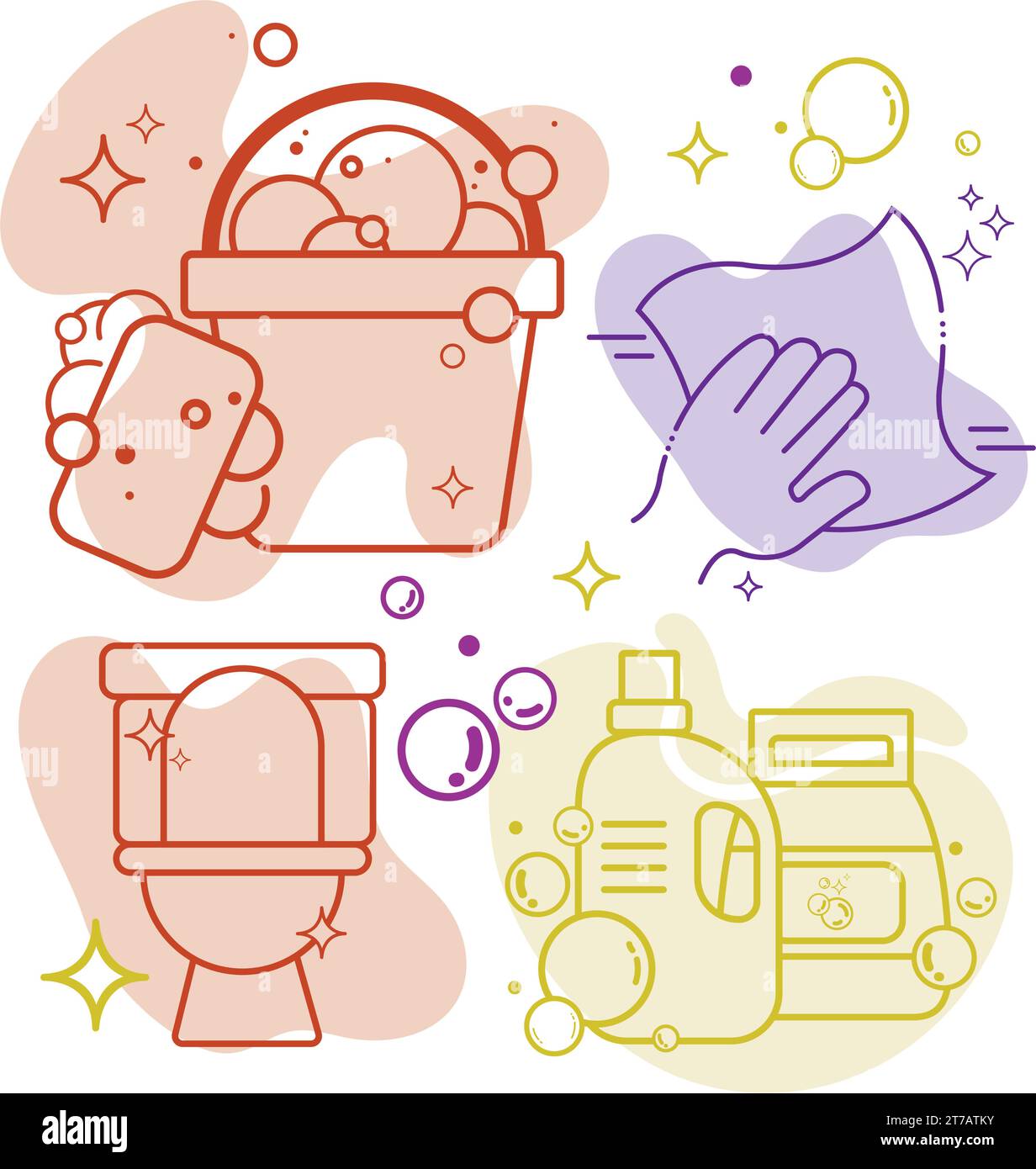 Set of colored different clean icons Vector Stock Vector Image & Art ...