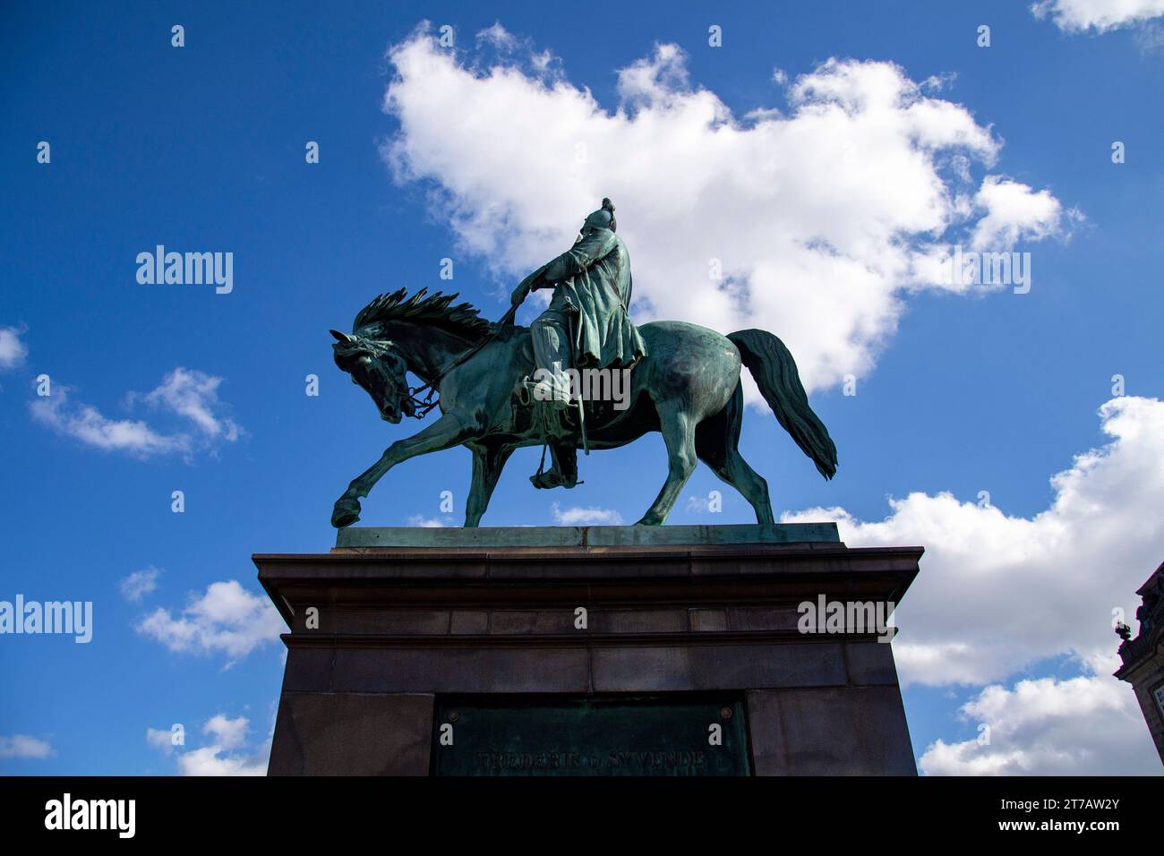 The equestrian statue of king Frederick VII in front of Christiansborg ...