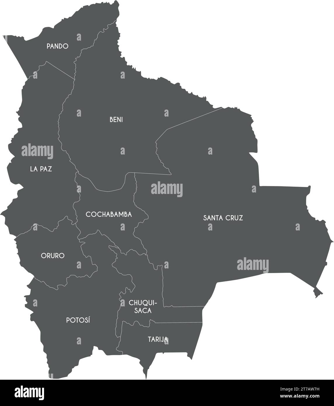 Vector map of Bolivia with departments and administrative divisions. Editable and clearly ...