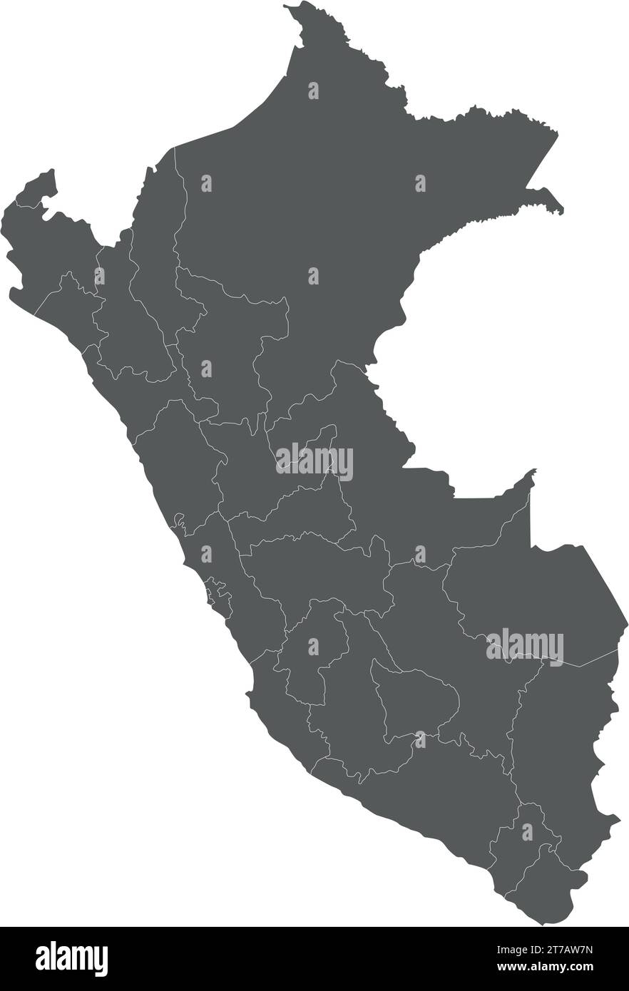 Vector blank map of Peru with departments, provinces and administrative ...