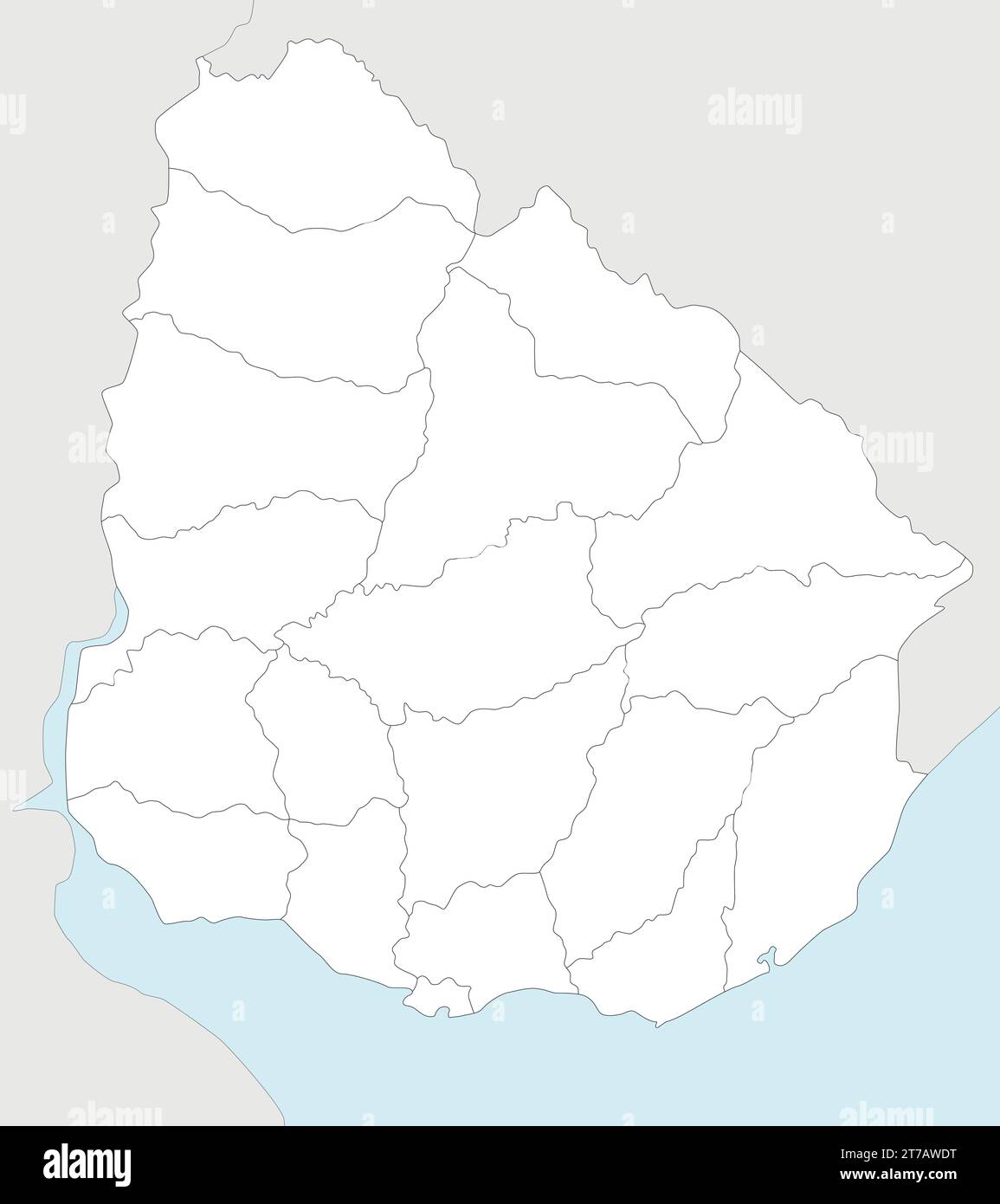 Vector blank map of Uruguay with departments and administrative ...