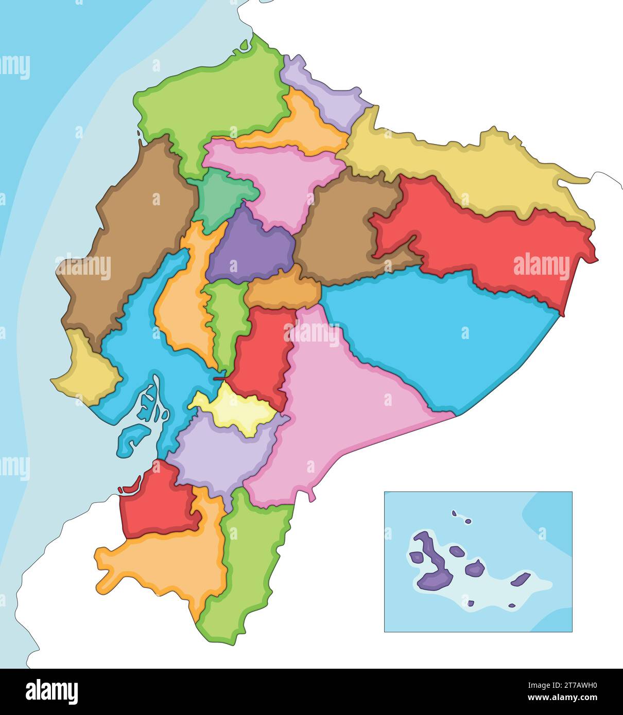Vector illustrated blank map of Ecuador with provinces and ...