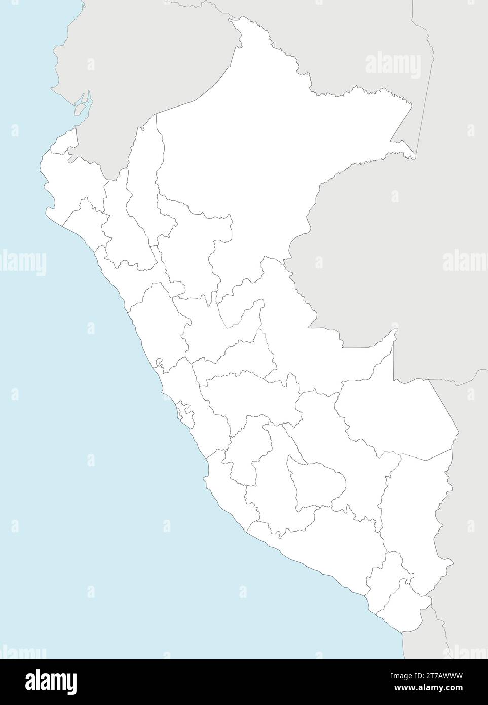 Vector blank map of Peru with departments, provinces and administrative ...