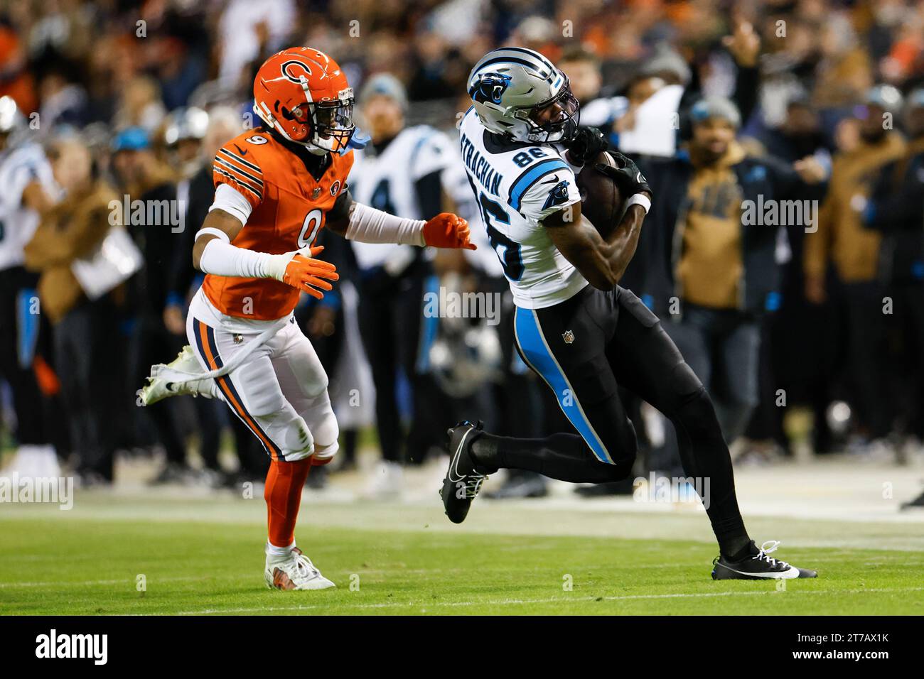 Carolina Panthers wide receiver Mike Strachan (86) runs with the ball ...