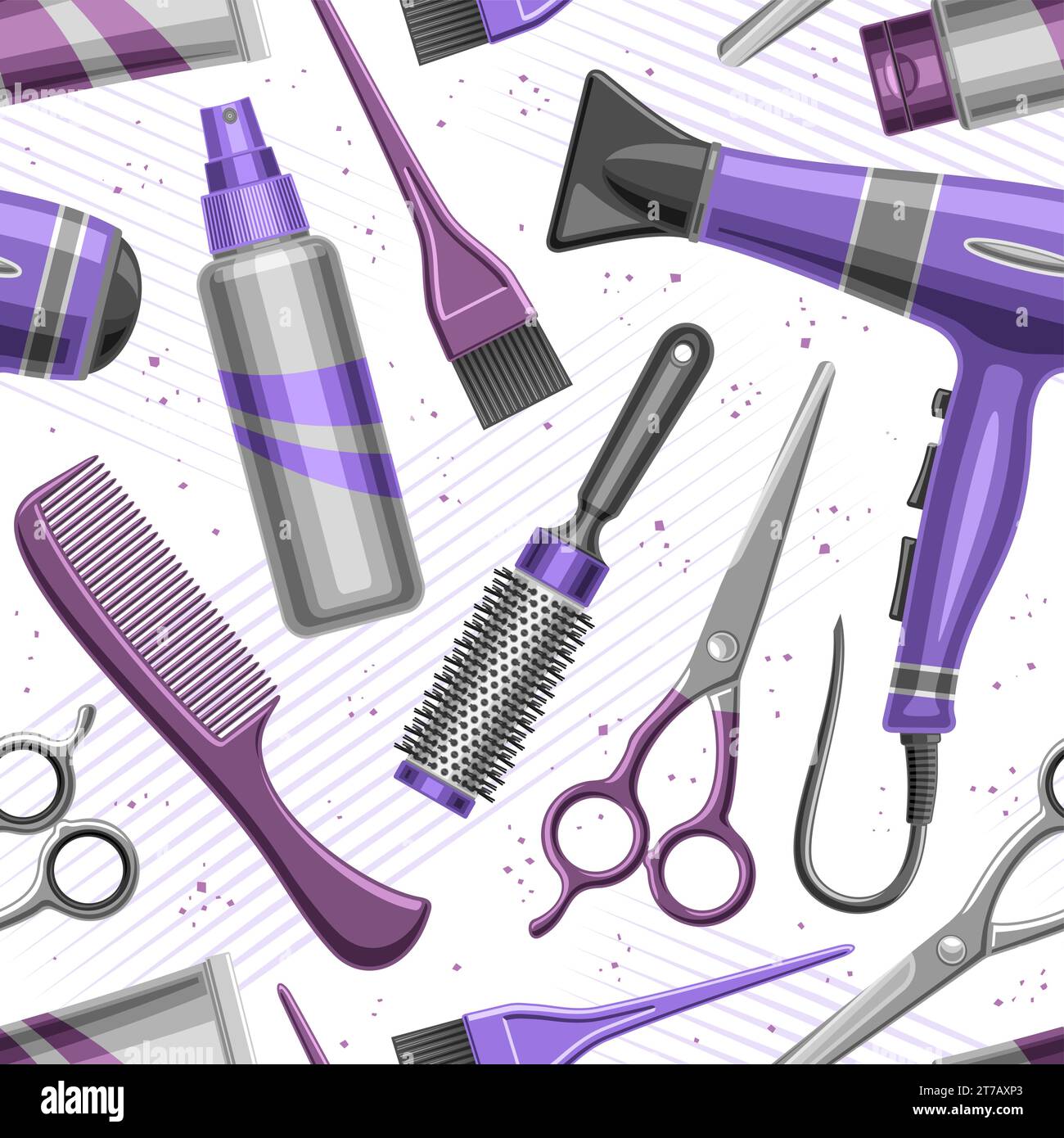 Vector Hair Salon Seamless Pattern, repeat background with illustrations of hair stylist ...