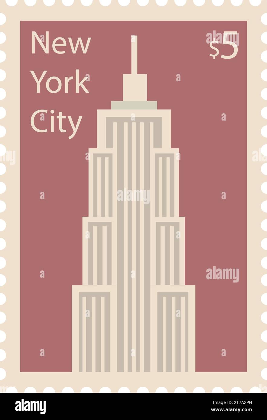 Postal stamp with EMPIRE STATE BUILDING famous landmark of NEW YORK ...
