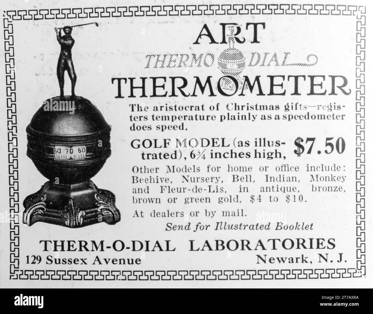 1927 Thermometer for $7.50 made by Therm-o-dial laboratories Newark N.J ...