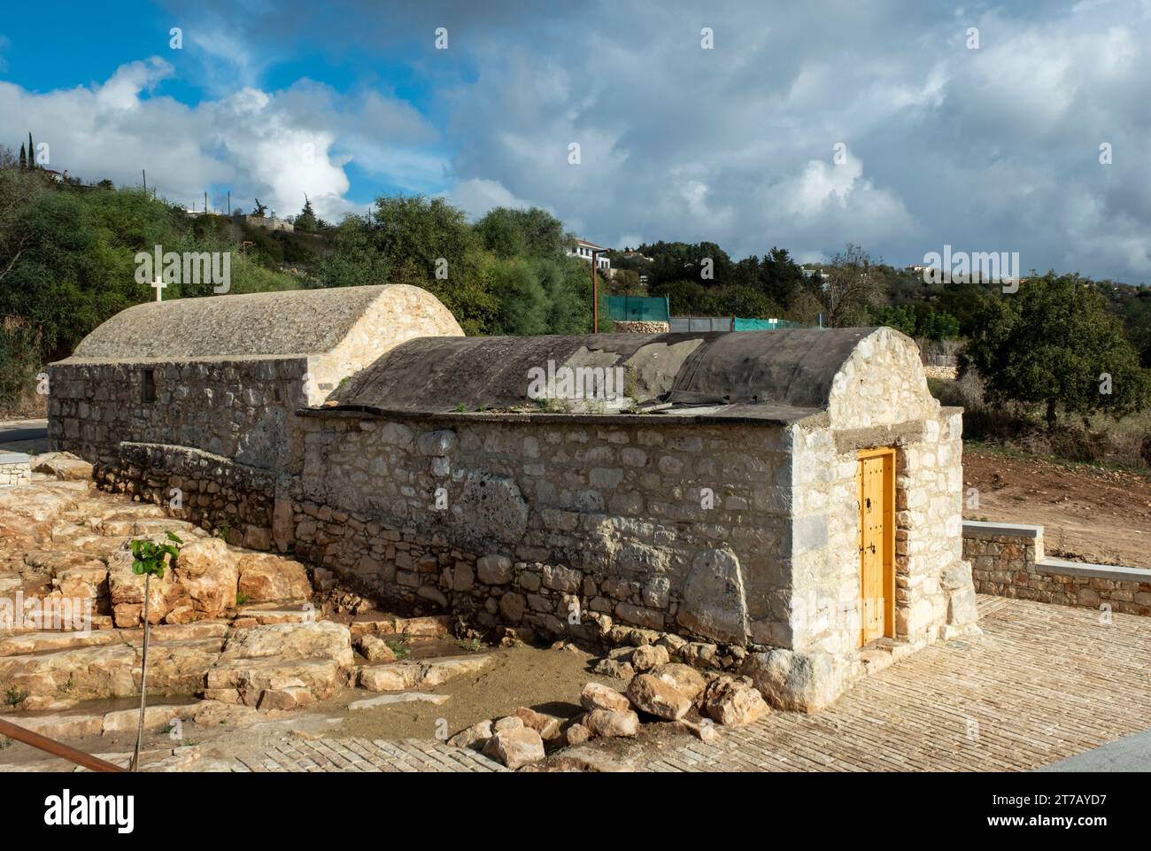 Small church on the outskirts on Ineia village, Akamas area, Cyprus ...