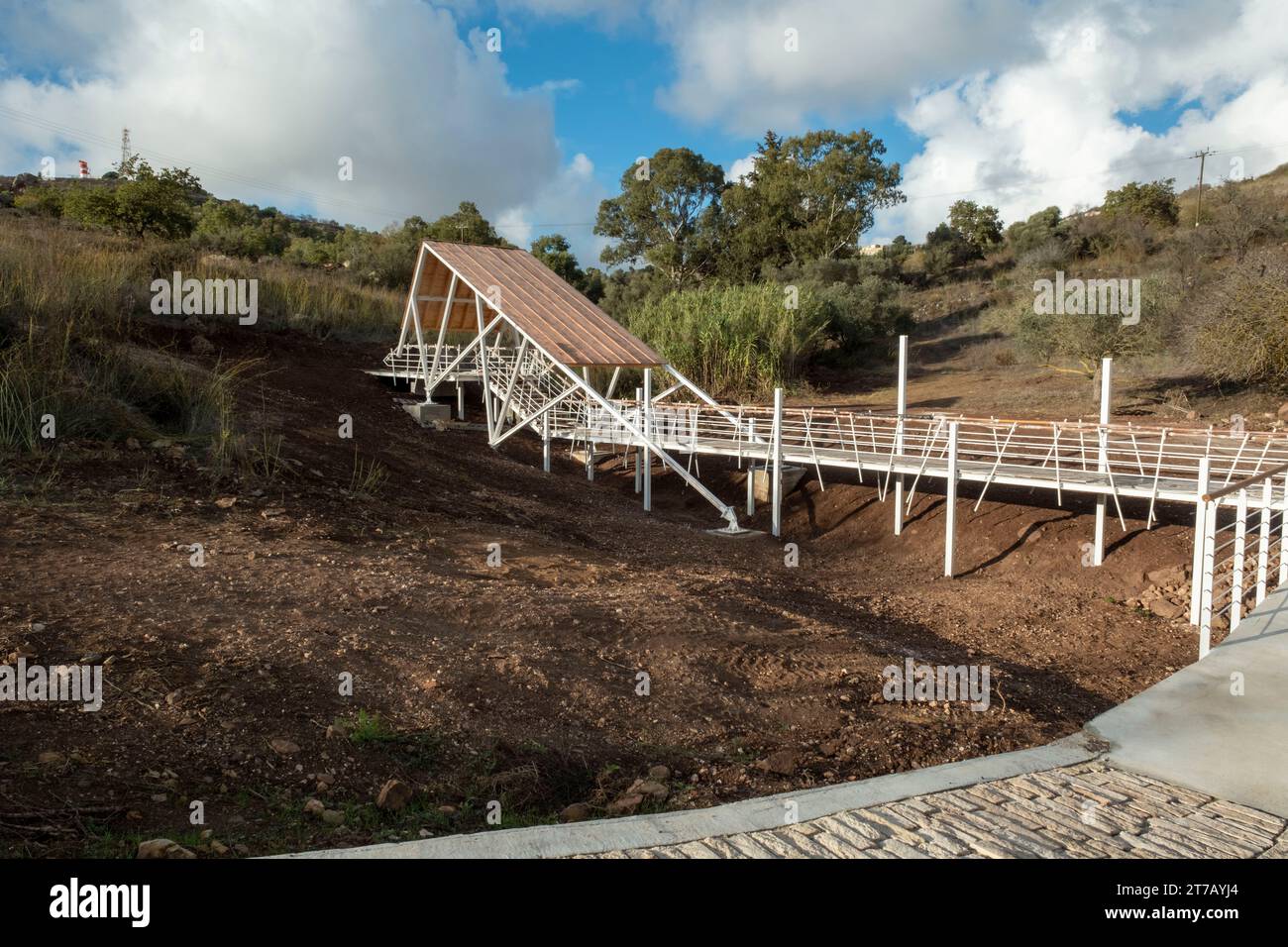 Outdoor viewing platform on the road between Inia village and Lara bay ...