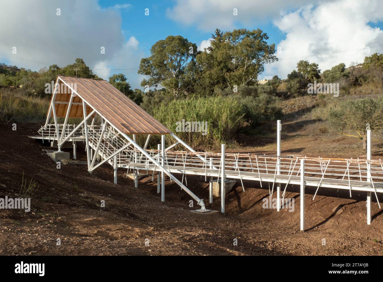 Outdoor viewing platform on the road between Inia village and Lara bay ...