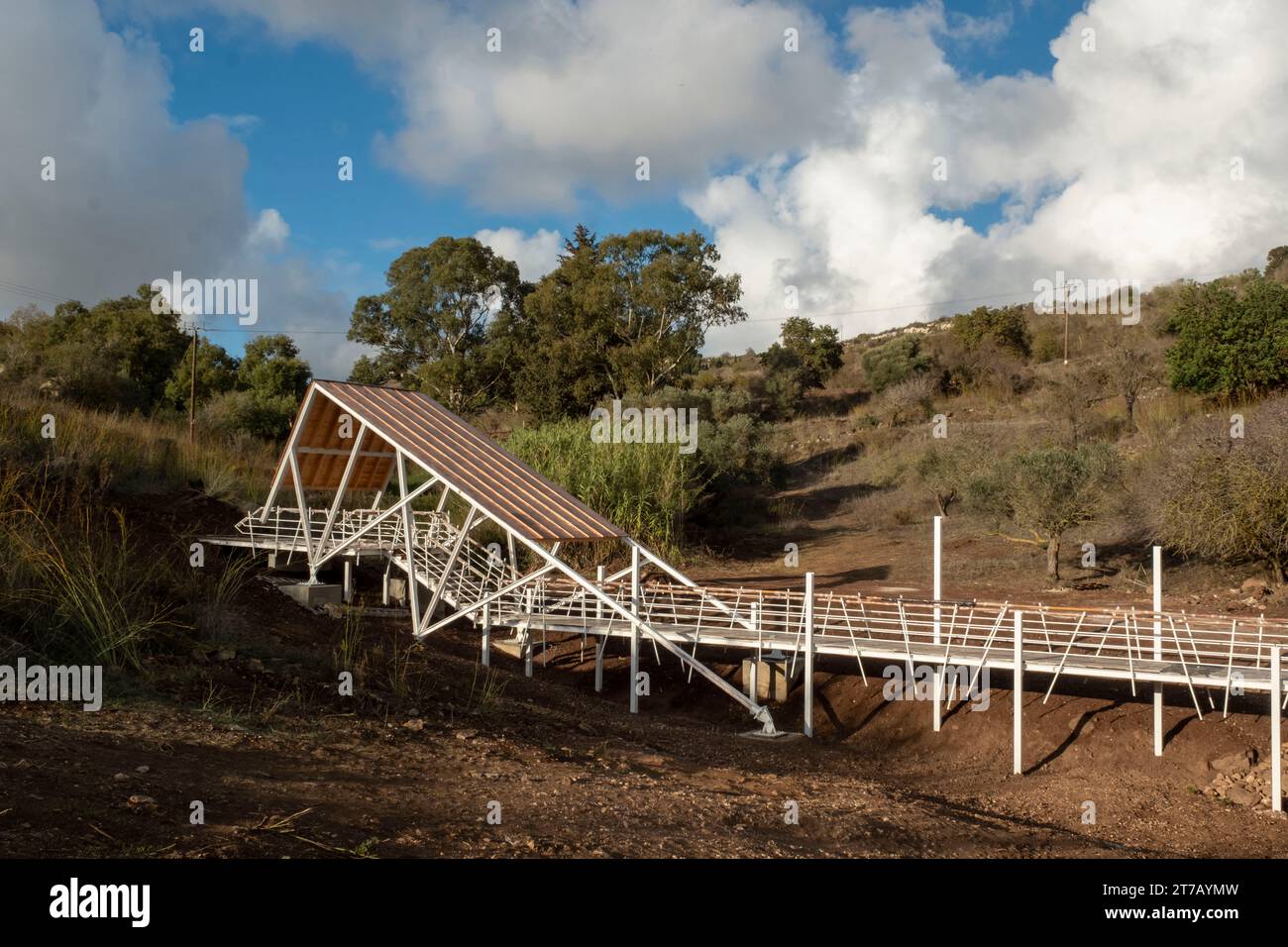 Outdoor viewing platform on the road between Inia village and Lara bay ...