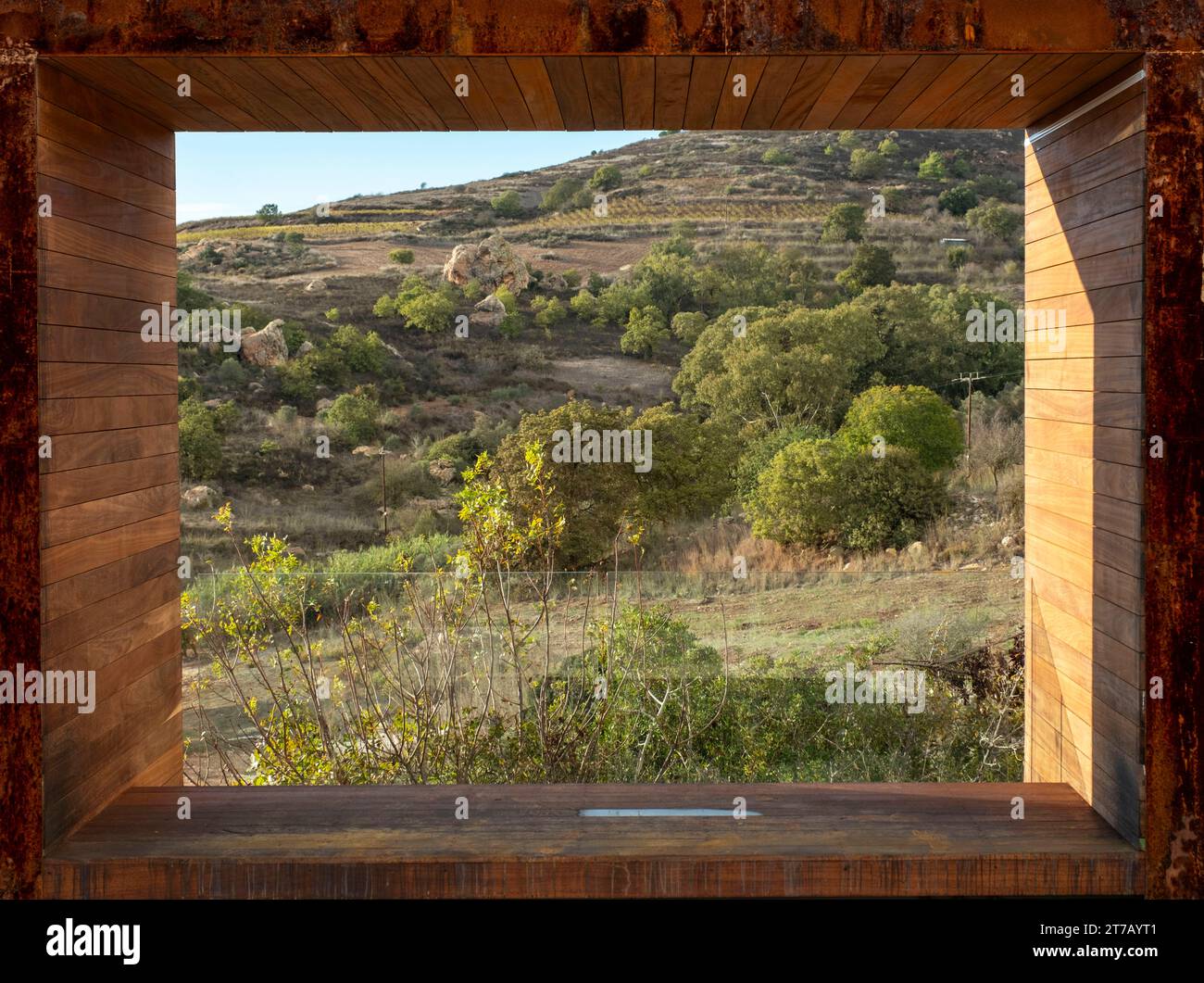 Outdoor viewing platforms on the road between Inia village and Lara bay ...