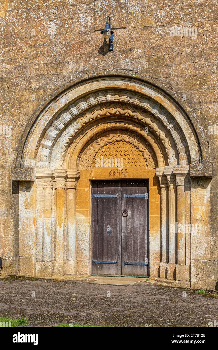 12th century doorway with roll & chevron mouldings on the Norman church ...