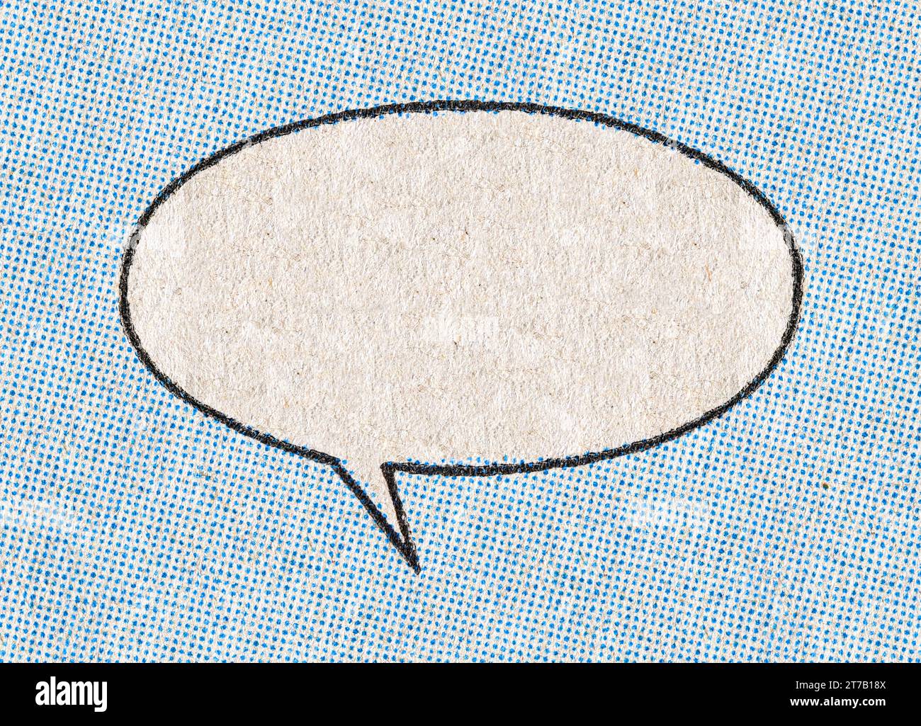 Empty chat bubble on a background pattern of blue printing dots from a ...