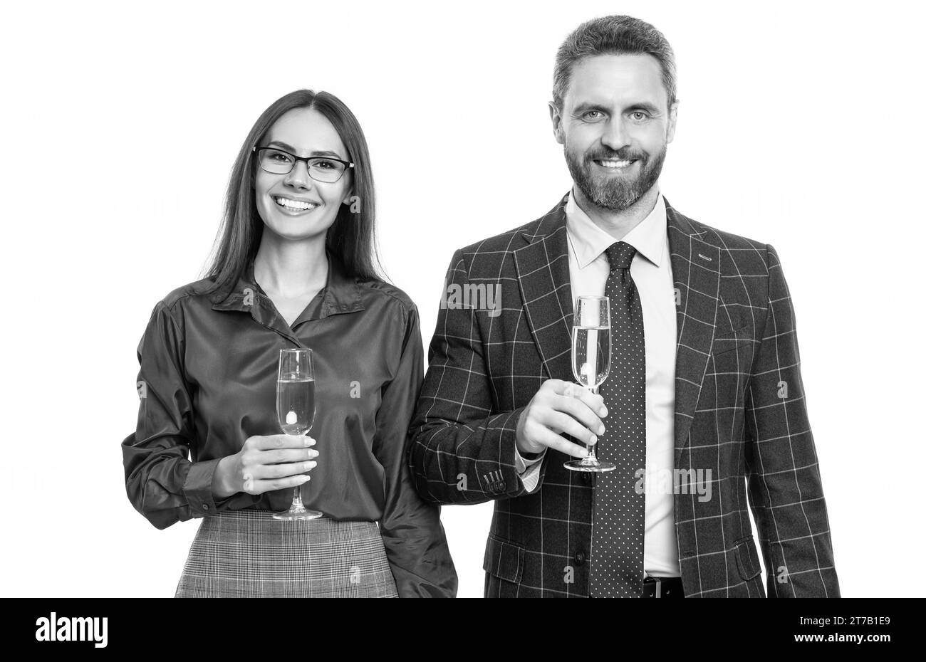 businesspeople celebrate partnership and success isolated on white ...