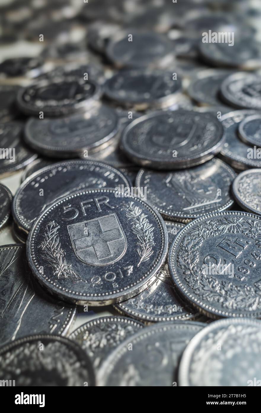 Background from modern Swiss coins Stock Photo - Alamy