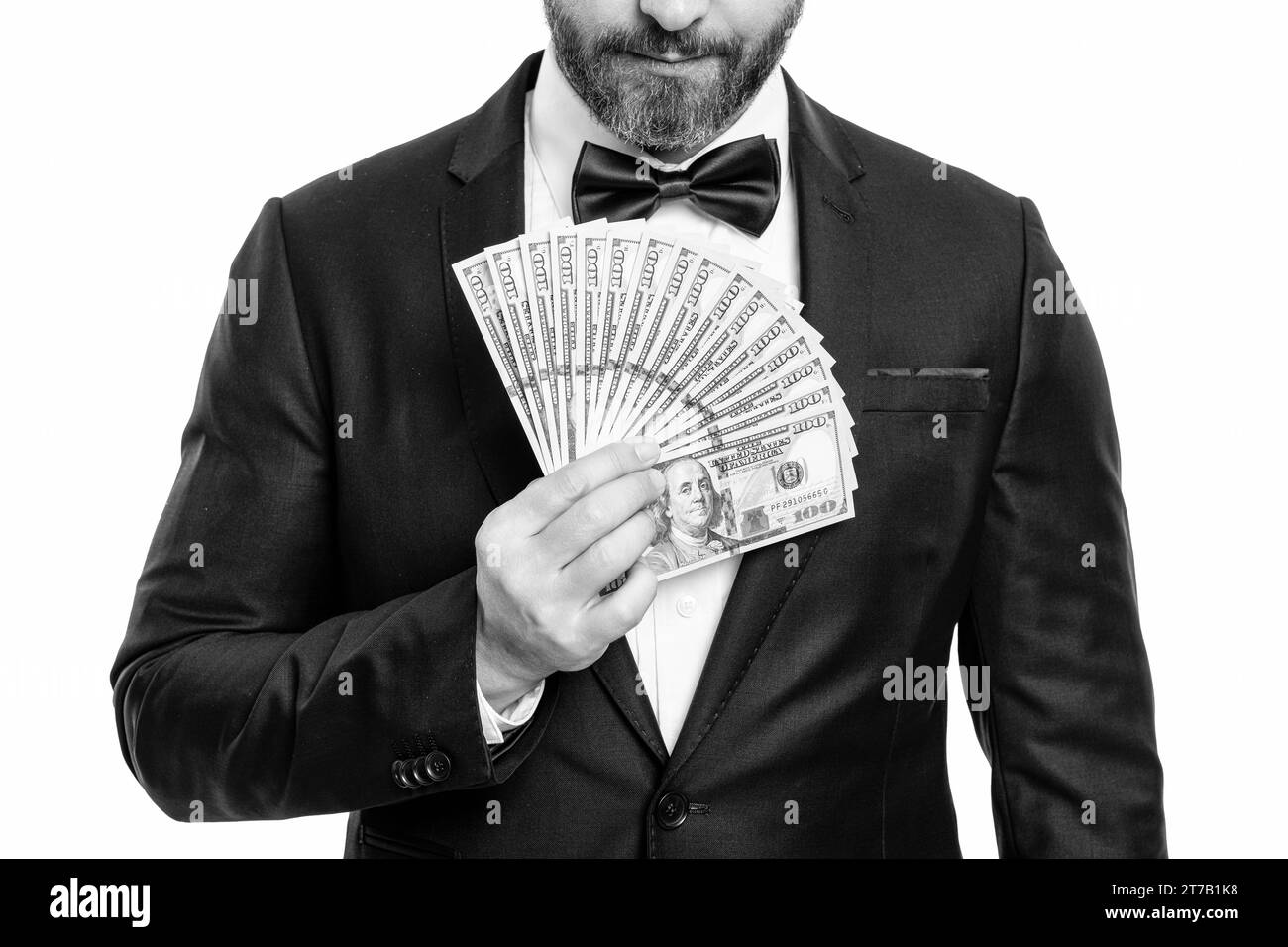 cropped view of rich man won jackpot money. rich man millionaire having ...