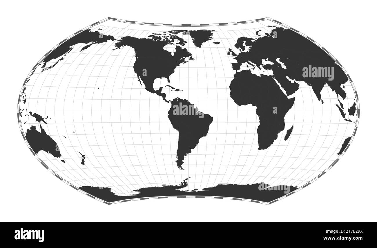 Vector world map. Wagner projection. Plain world geographical map with ...