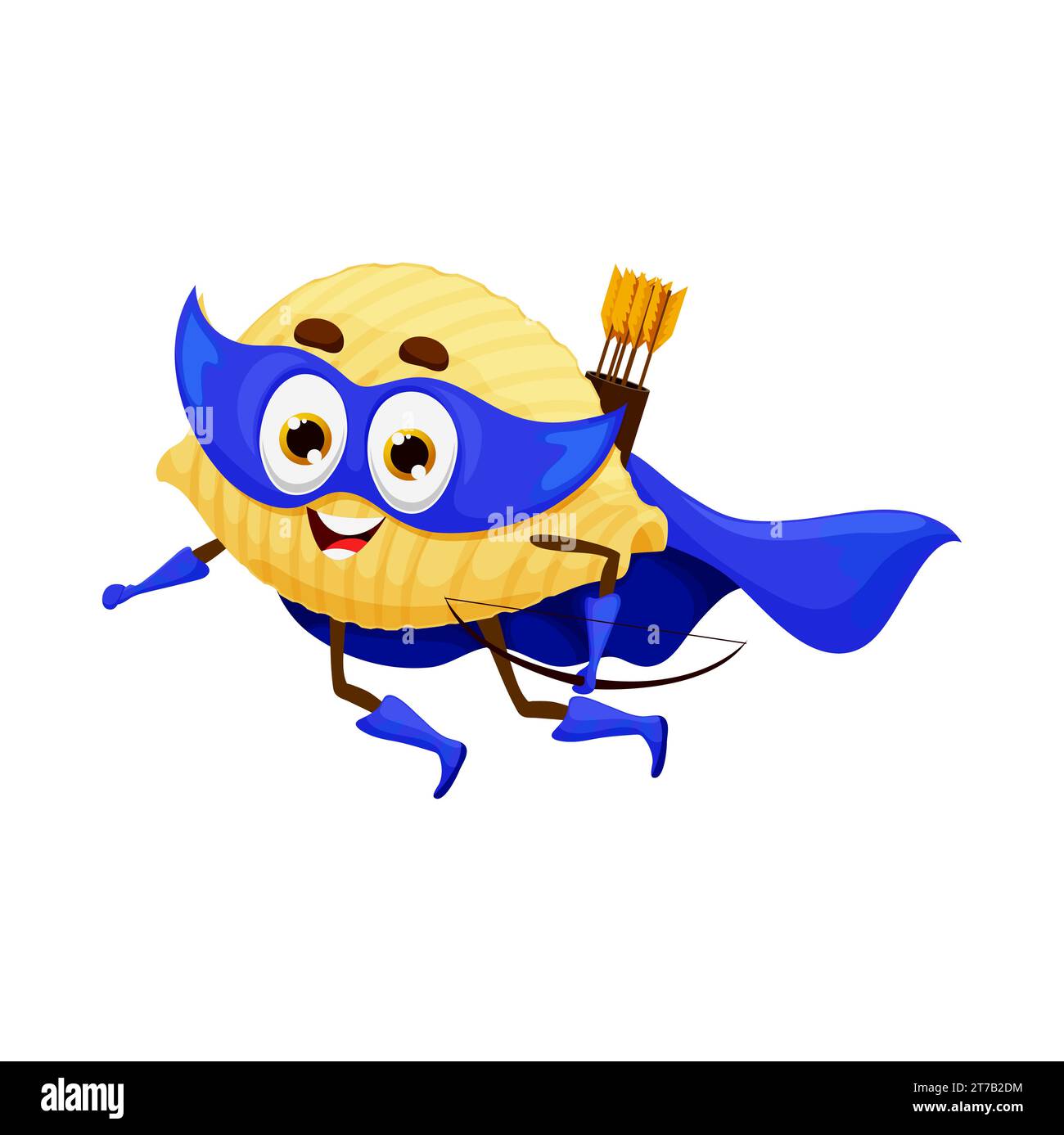 Cartoon Italian conchiglie pasta superhero character, vector funny cute ...