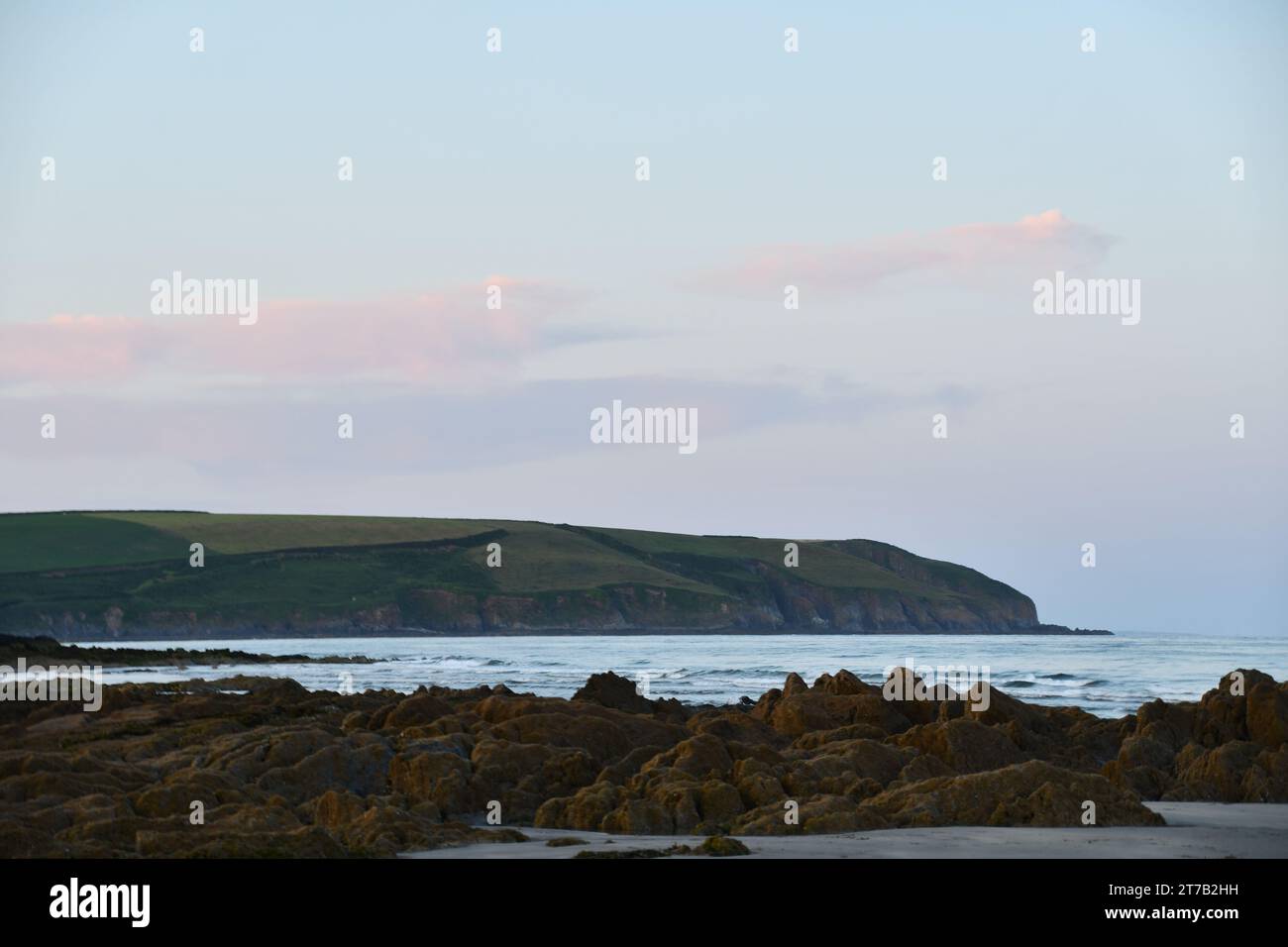 Sunset over the sea, Clonea Beach, Co. Waterford, Ireland Stock Photo ...
