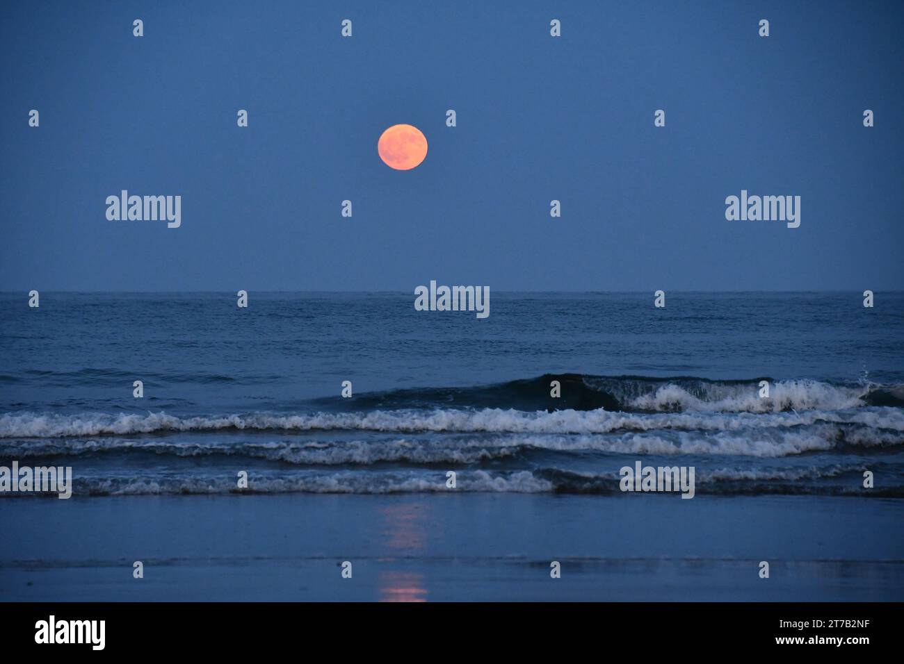 Full Moon, Clonea Beach, Clonea, County Waterford, Ireland Stock Photo ...
