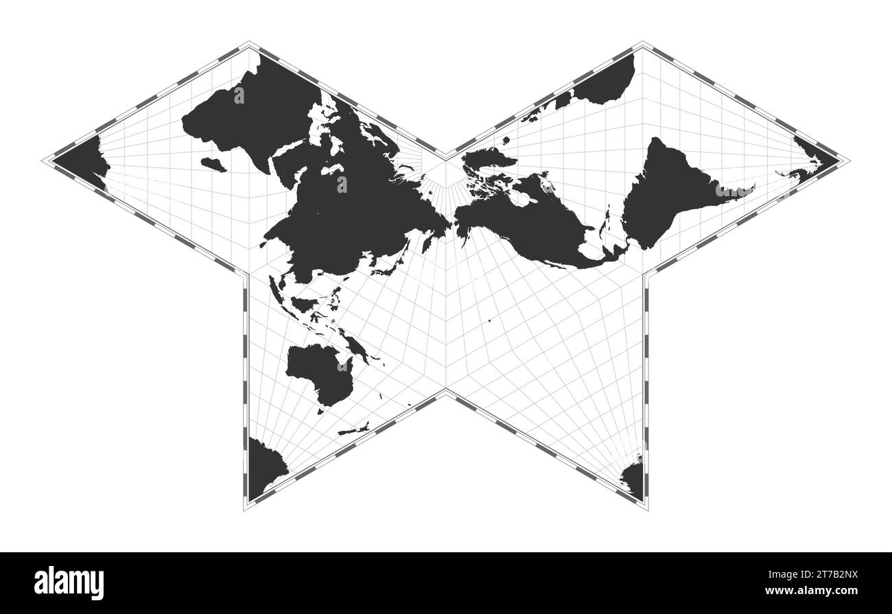 Vector world map. Collignon butterfly projection. Plain world ...